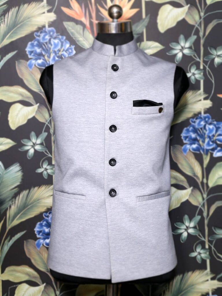 Grey Plain Nehru Jacket | Mubarkaan Store