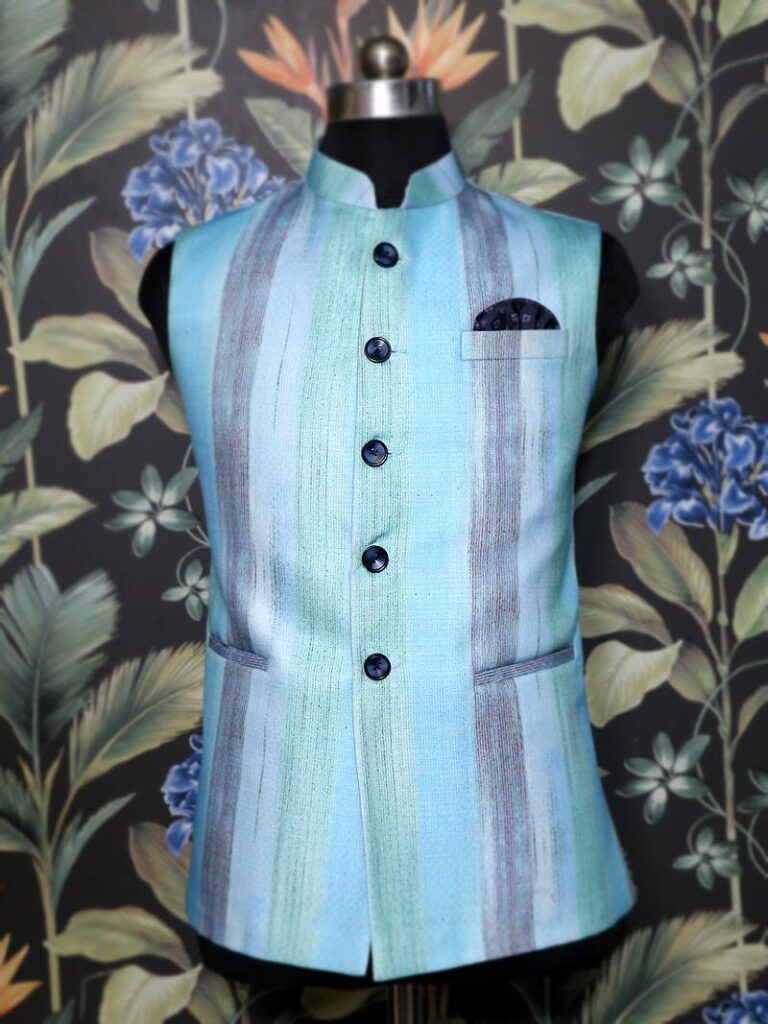 Sky Blue Nehru Jacket | Mubarkaan Store